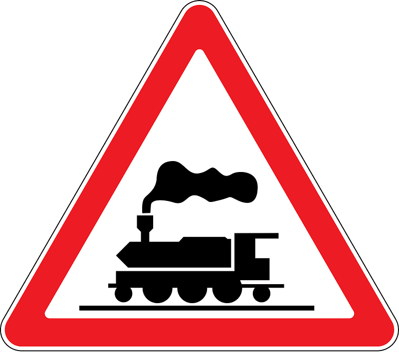 Level crossing without barriers ahead sign in Moldova clipart. Free ...