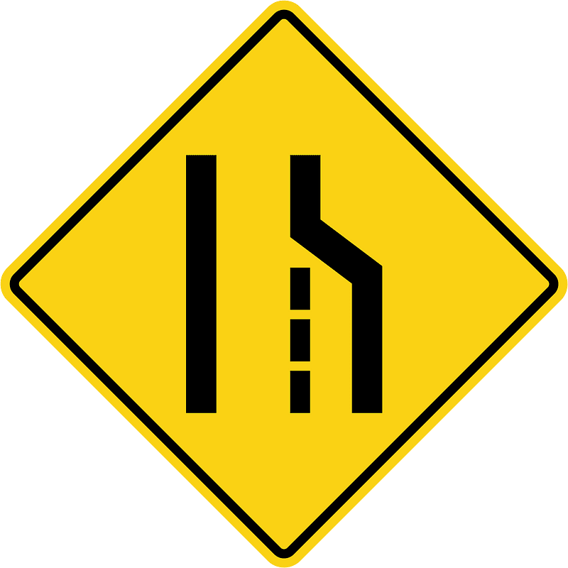 Lane ends ahead sign in Ontario clipart. Free download transparent .PNG ...