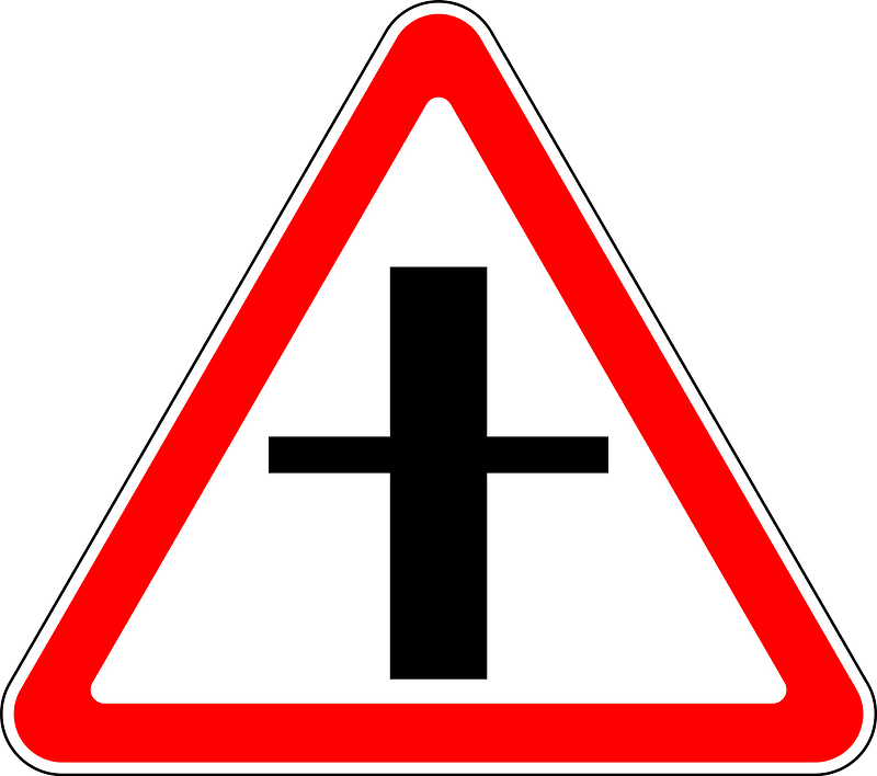 Crossroads with a minor road sign in Russia clipart. Free download ...