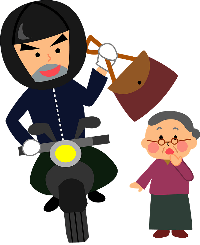 Man on a Motorcycle Snatched Old Woman's Purse - Free vector clipart images on creazilla.com