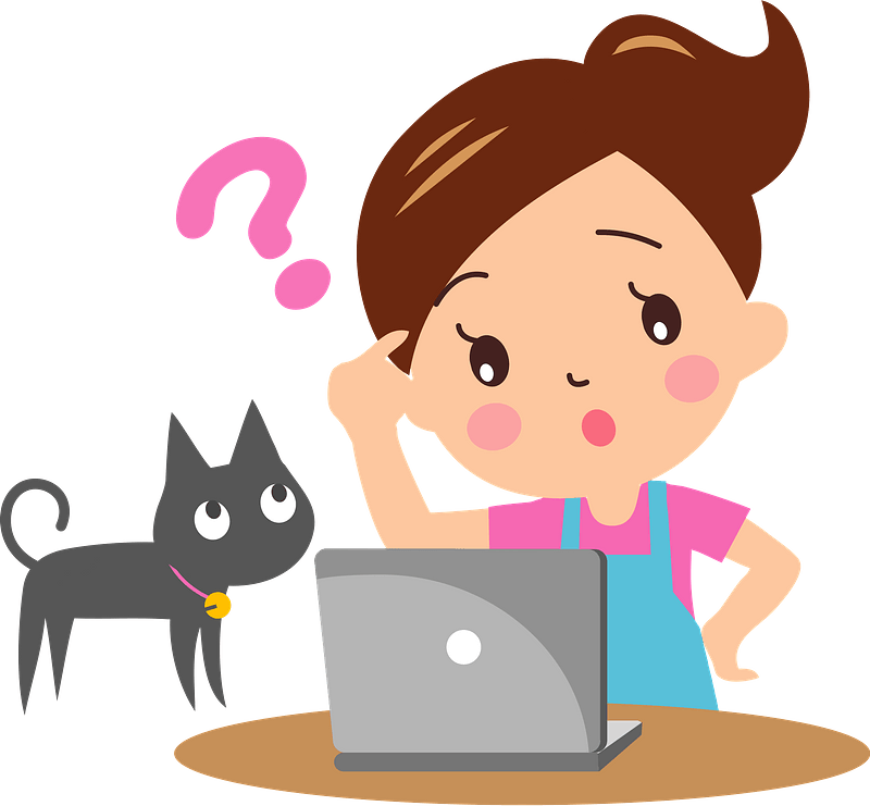 (Kelly) Woman Is at the Computer Questioning - Free vector clipart ...