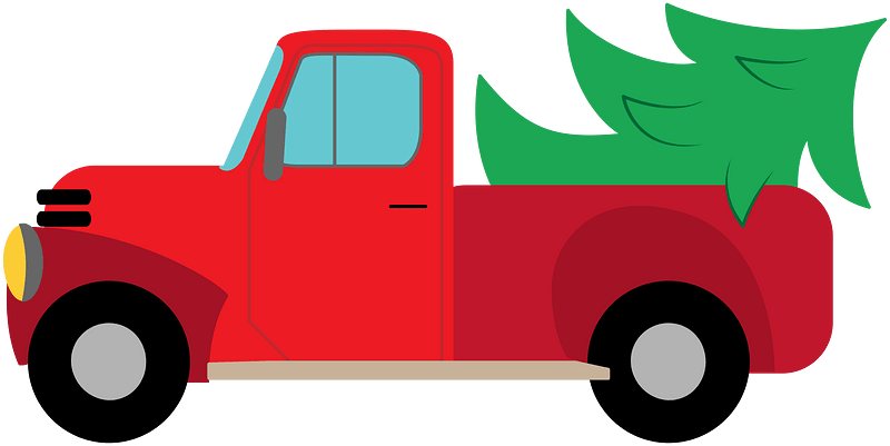 Christmas truck with Christmas tree - Free vector clipart images on ...