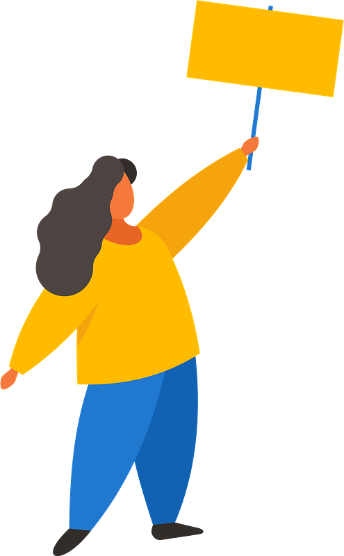 Woman raises banner clipart. Free download transparent .PNG | Creazilla