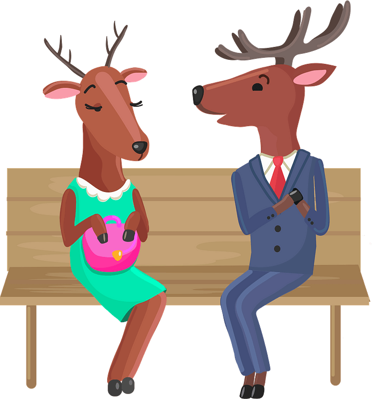 Deers in love - Free vector clipart images on creazilla.com