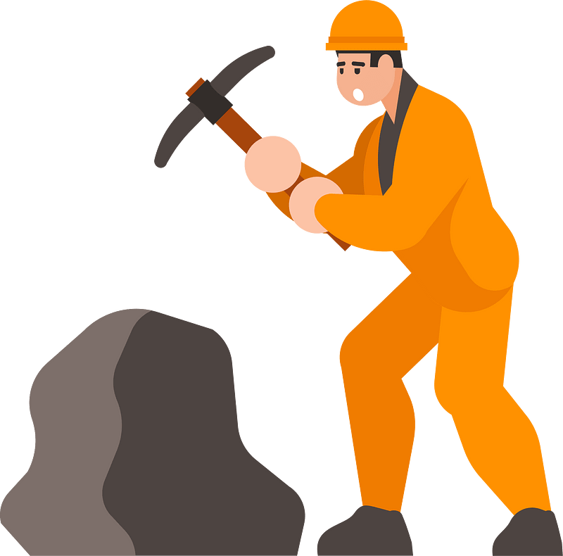 Miner is working with a pick clipart. Free download transparent .PNG | Creazilla