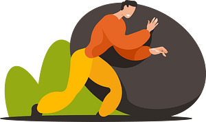 Man pushing a stone clipart