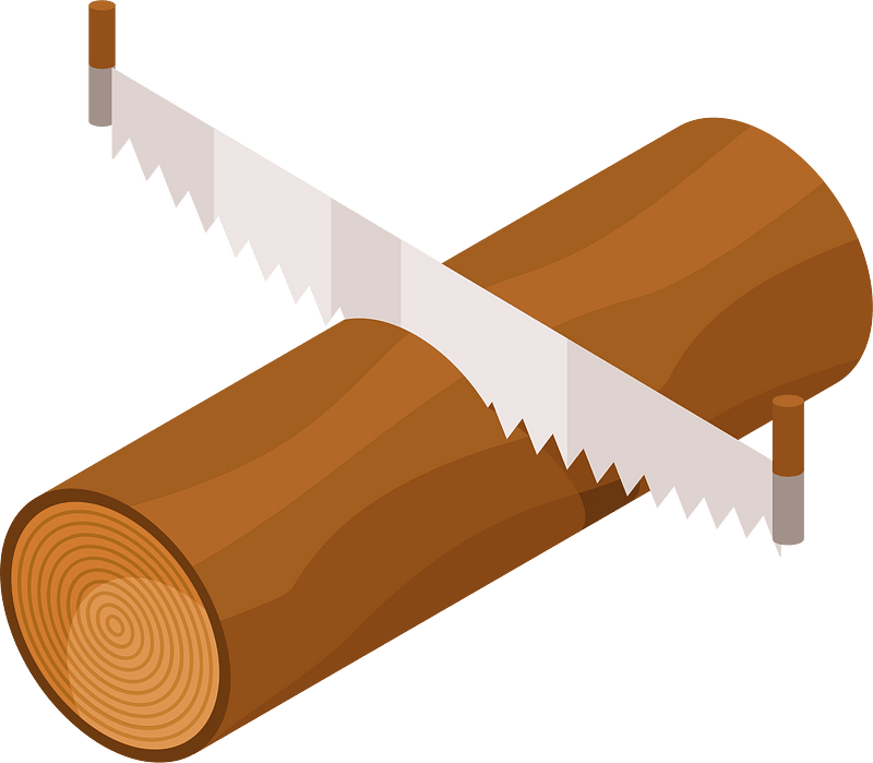 Two-handed saw cutting log clipart. Free download transparent .PNG ...