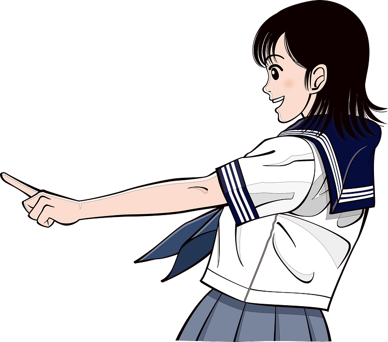 Student Girl Points a Finger clipart. Free download transparent .PNG ...