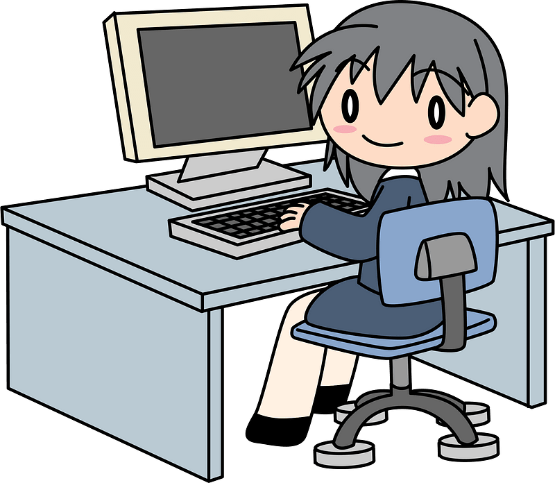 Office Lady Works on Computer - Free vector clipart images on creazilla.com