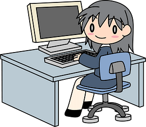 Office Lady Works on Computer - Free vector clipart images on creazilla.com