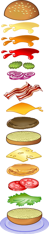 Exploded burger clipart. Free download transparent .PNG | Creazilla