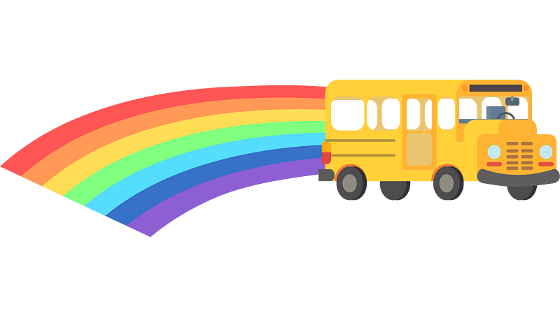 Rainbow School Bus clipart. Free download transparent .PNG | Creazilla