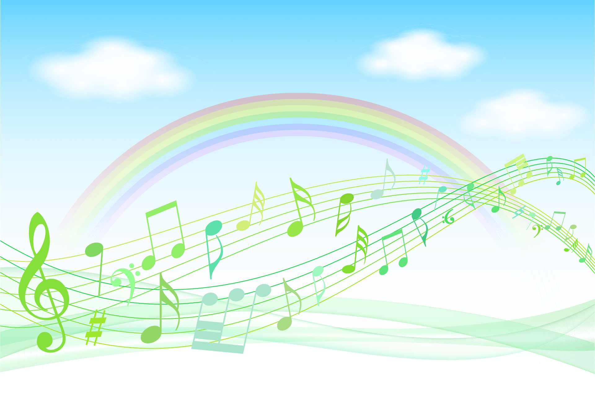 Rainbow Music Notes Clipart