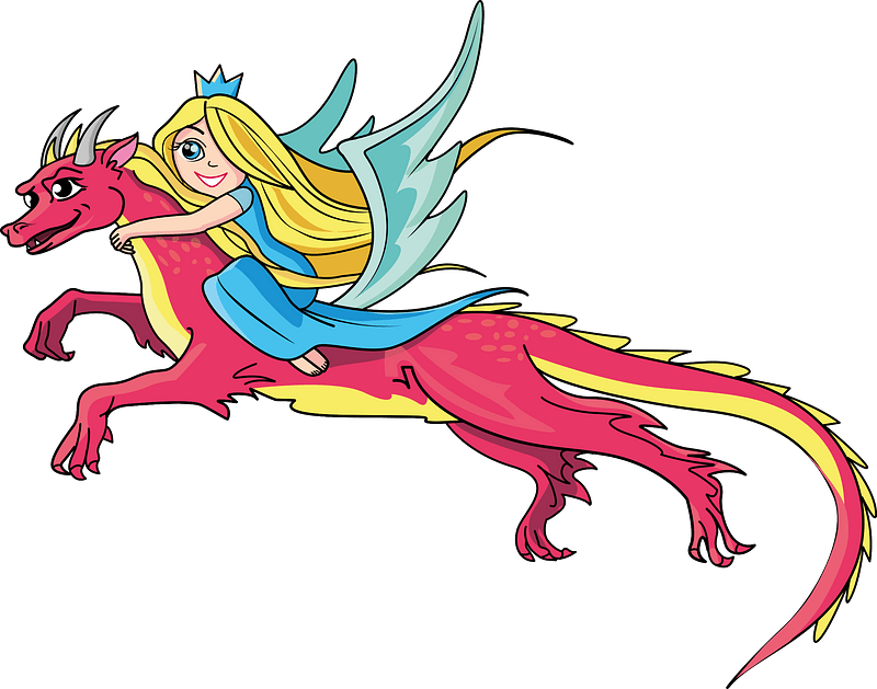 Princess with Dragon - Free vector clipart images on creazilla.com