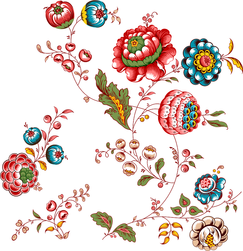Serpentine pattern of flowers and foliage - Free vector clipart images ...