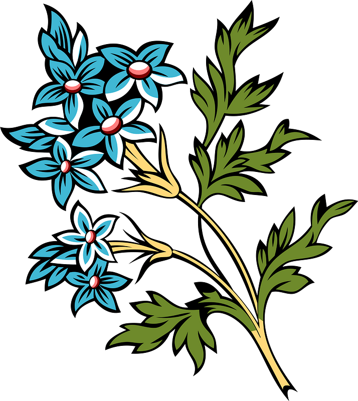 Sprig of small clusters of blue flowers - Free vector clipart images on ...