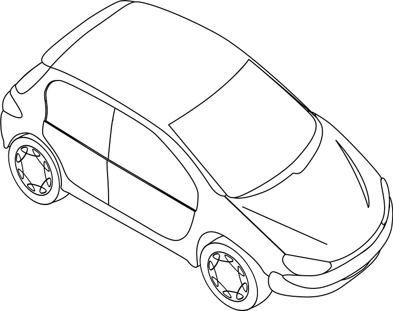 Peugeot 206 outline - Free vector clipart images on creazilla.com