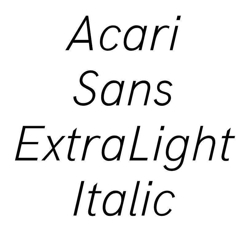 Acari Sans ExtraLight Italic font - Free fonts on Creazilla | Creazilla