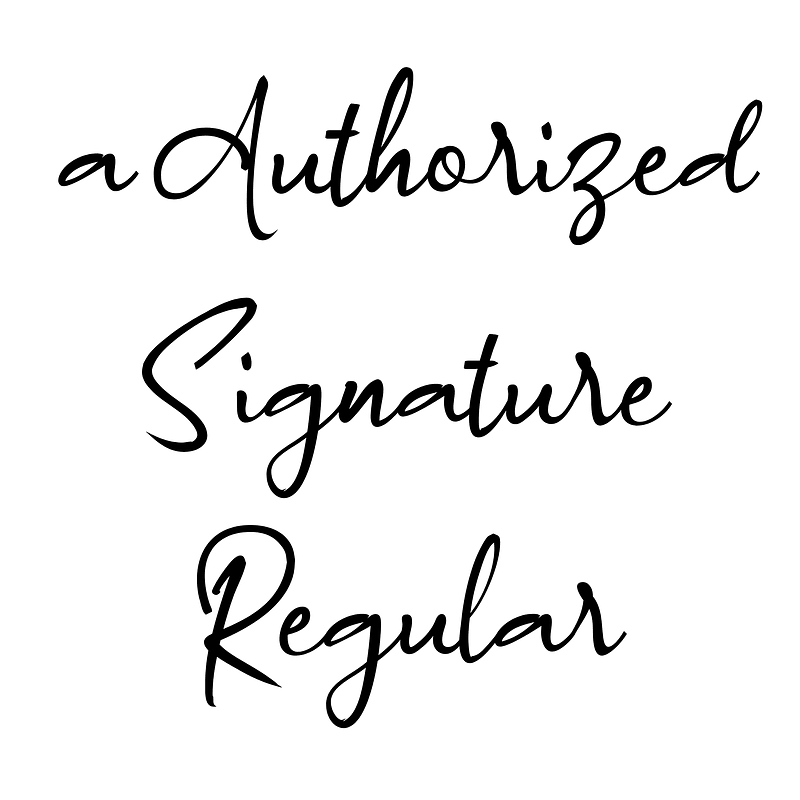 a Authorized Signature Regular font - Free fonts on Creazilla | Creazilla