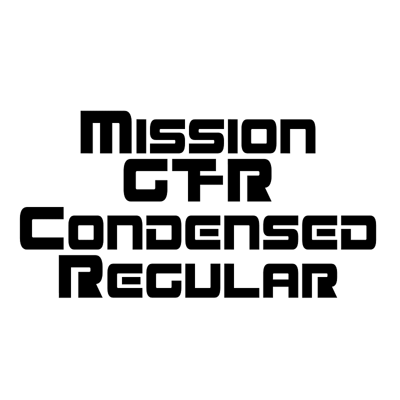 Mission GT-R Condensed Regular - Free fonts on creazilla.com
