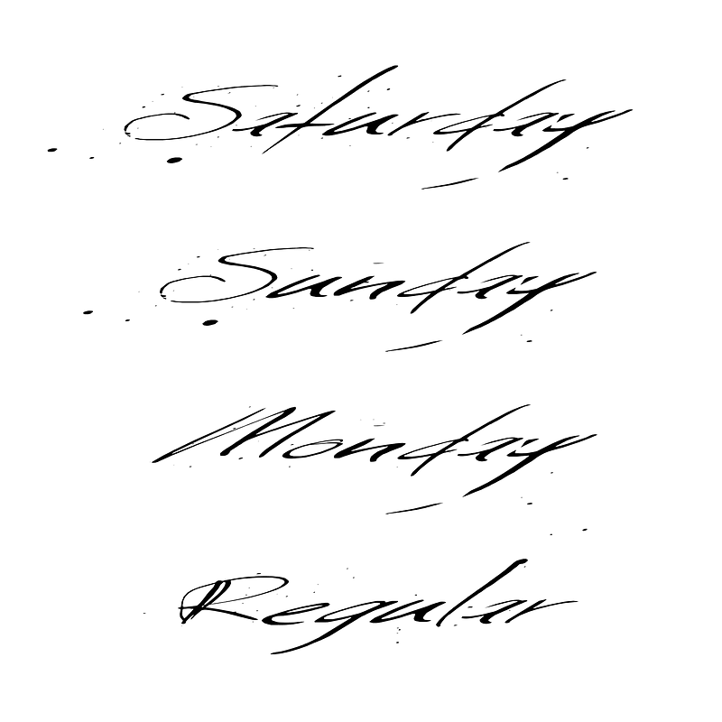 Saturday Sunday Monday Regular font - Free fonts on Creazilla | Creazilla
