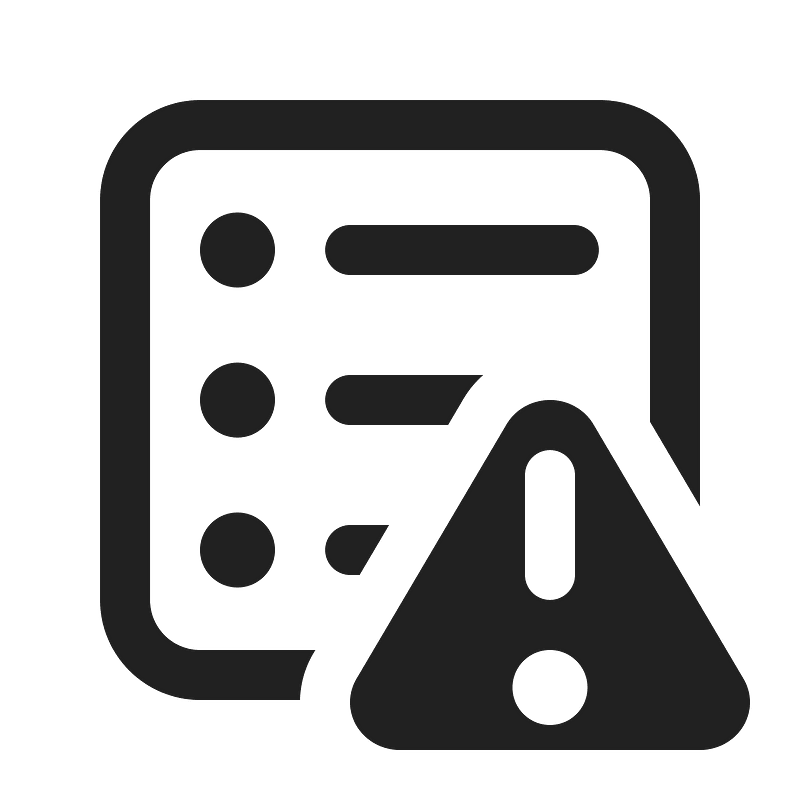 Ic fluent text bullet list square warning 16 regular - Free vector ...