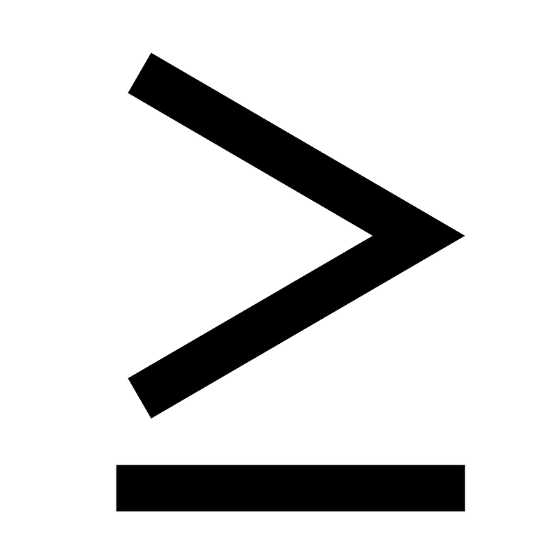 Greater-than-or-equal icon. Free download transparent .PNG | Creazilla
