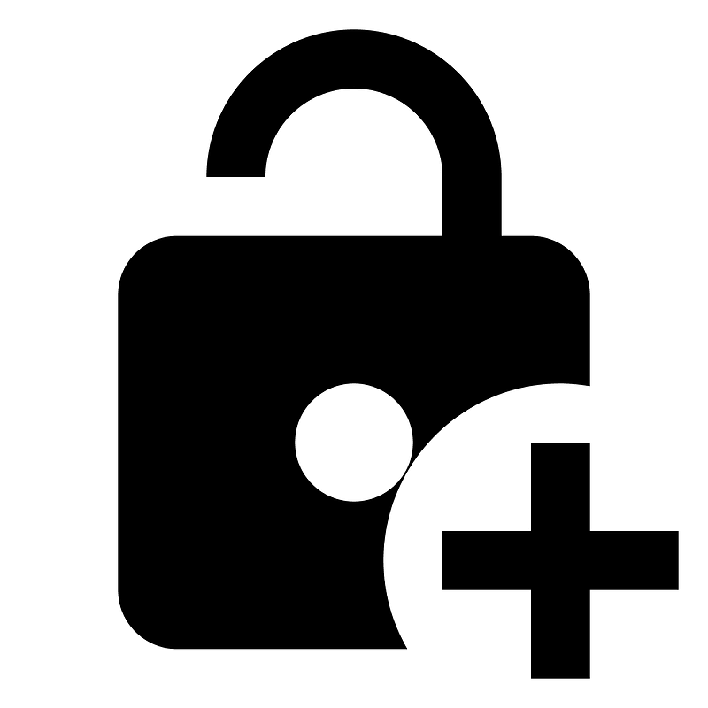 Lock-open-plus icon. Free download transparent .PNG | Creazilla
