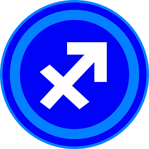 Round blue sagittarius zodiac icon. Free download transparent .PNG | Creazilla