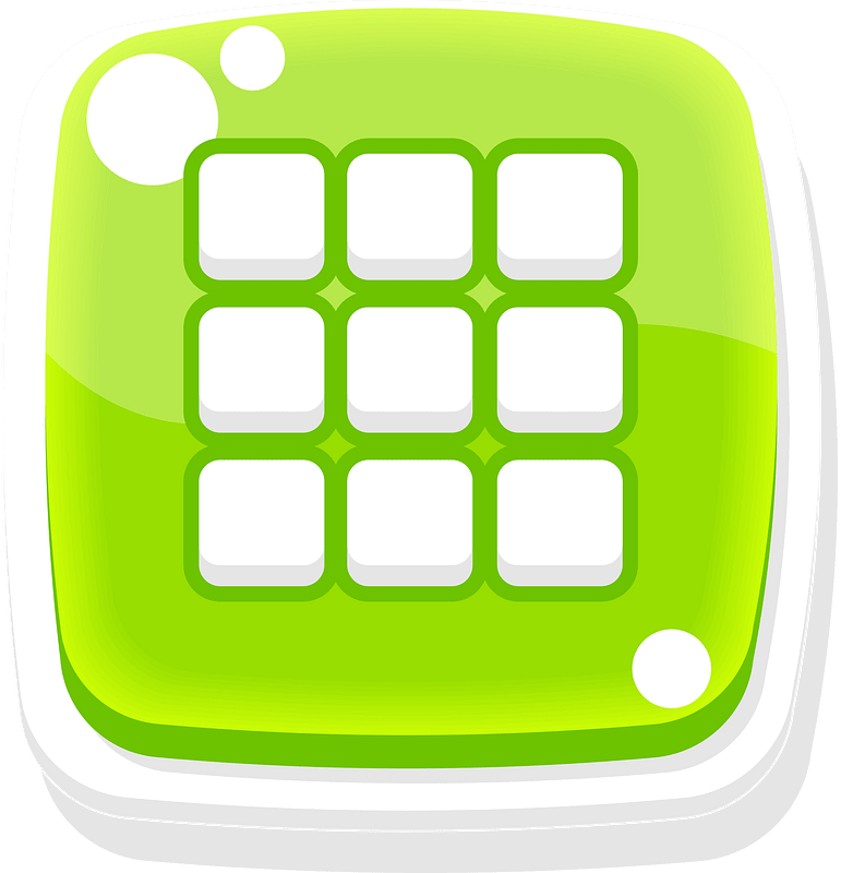 Rounded green apps menu button icon. Free download transparent .PNG ...