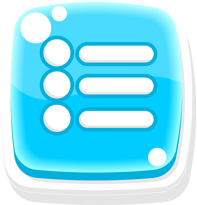 Rounded blue checklist button icon. Free download transparent .PNG ...