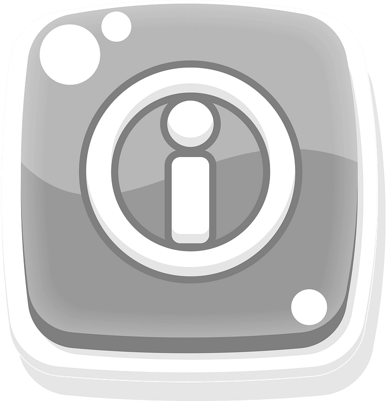 Rounded grey info button icon. Free download transparent .PNG | Creazilla