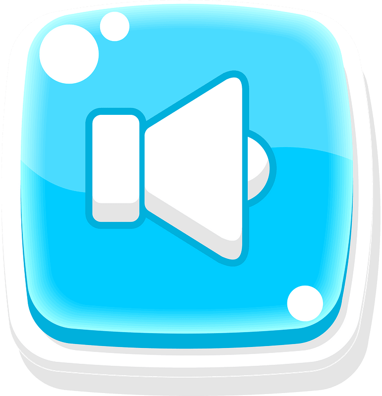 Rounded blue sound button icon. Free download transparent .PNG | Creazilla