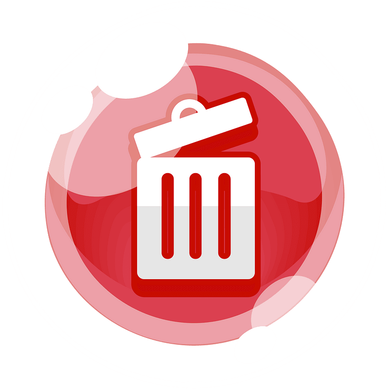 Round red bin button icon. Free download transparent .PNG | Creazilla