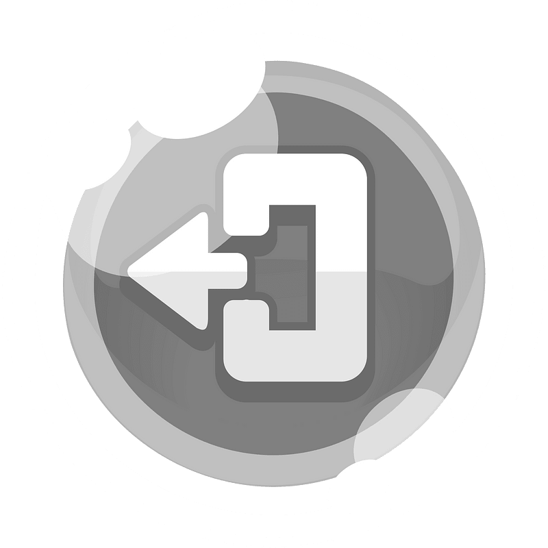 Round grey logout button icon. Free download transparent .PNG | Creazilla