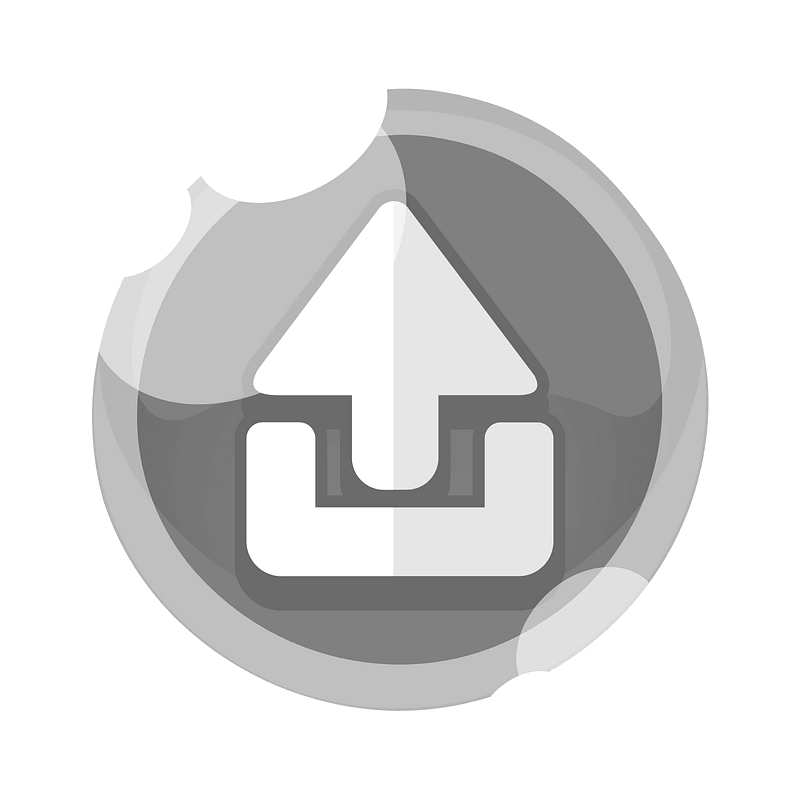 Round grey upload button icon. Free download transparent .PNG | Creazilla