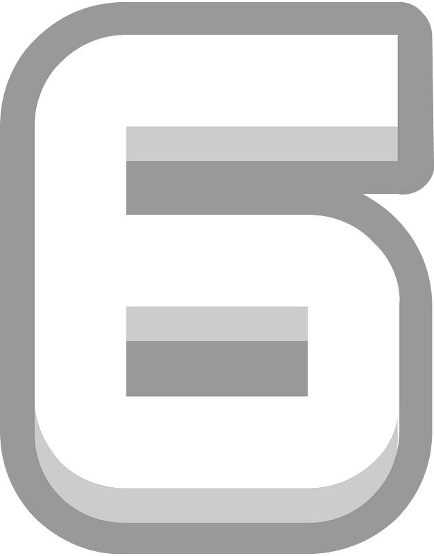 Grey math digit 4-06 six icon. Free download transparent .PNG | Creazilla