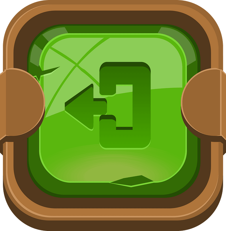 Rounded dark green logout button icon. Free download transparent .PNG ...