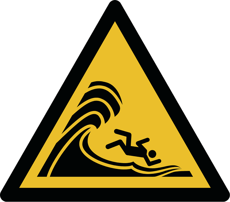 ISO 7010 W065 warning; high surf or large breaking waves icon. Free ...