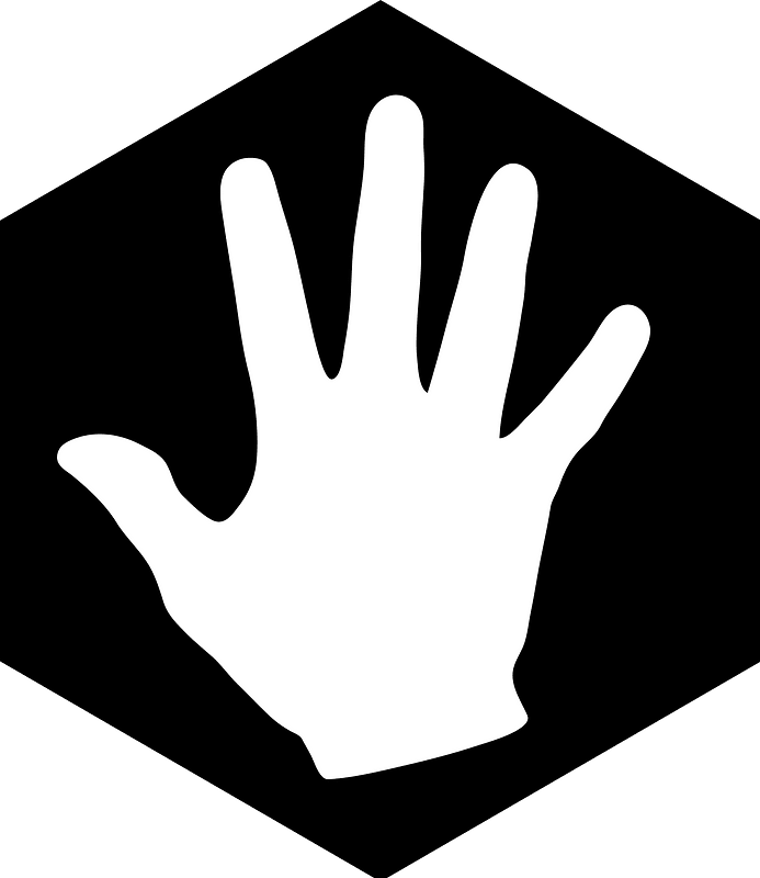 Hex icon with hand black icon. Free download transparent .PNG | Creazilla