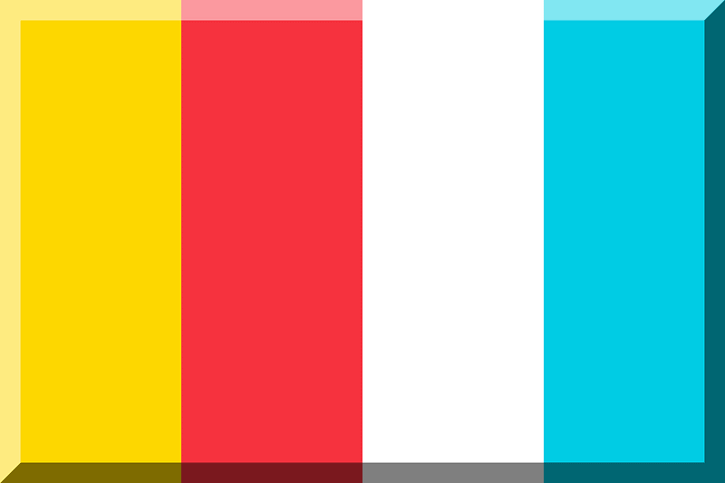 600px quadrisection vertical HEX-00CCE4 White HEX-F6323E HEX-FDD700 - Free vector icons on ...