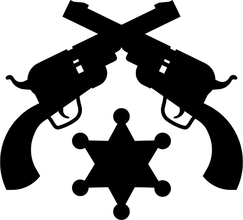 Revolvers and sheriff star - Free vector silhouettes on creazilla.com