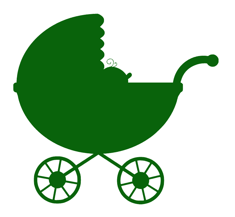 Green Baby Stroller Clipart