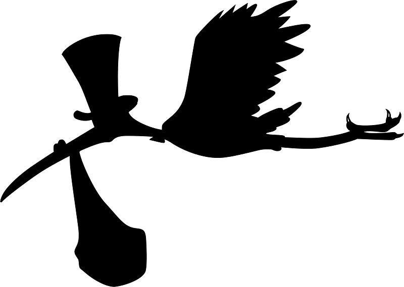 Stork bringing baby - Free vector silhouettes on creazilla.com