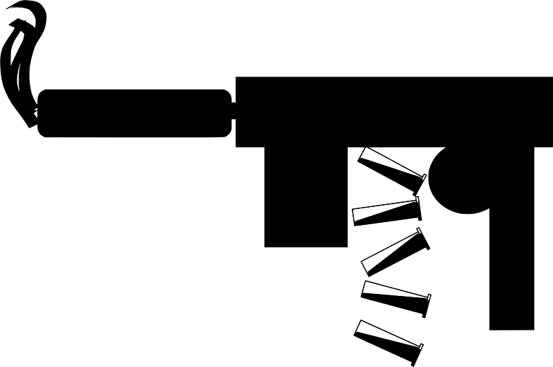 Smoking Gun with Spent Shell Casings - Free vector silhouettes on ...