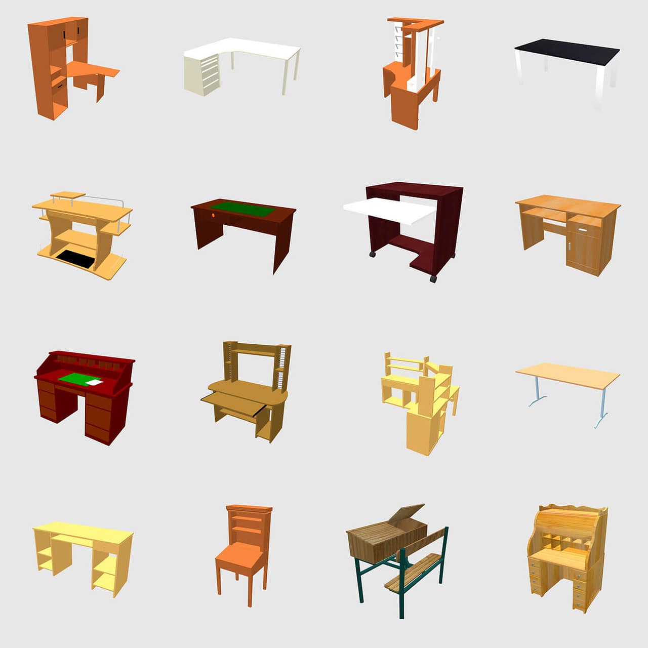 Set of desks - Free 3d model on creazilla.com