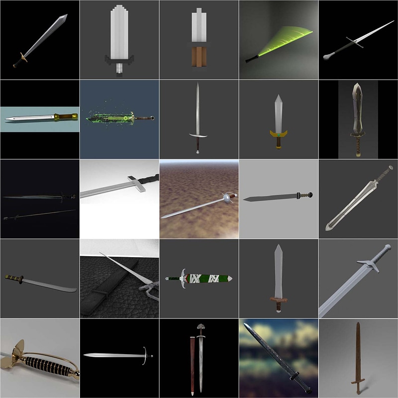 25 Swords Set - Free 3d model on creazilla.com
