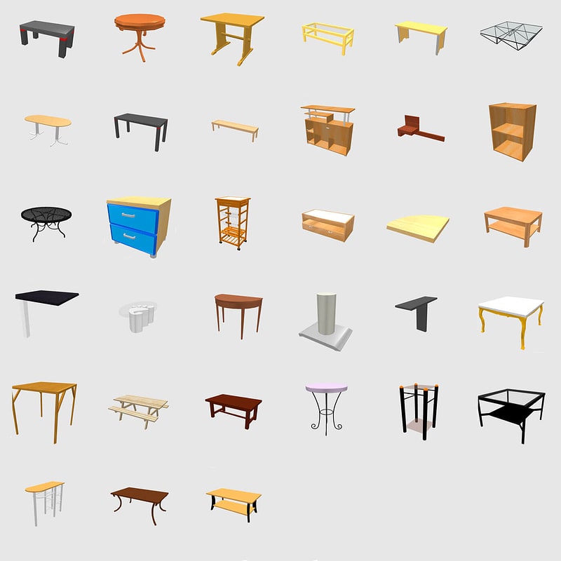 Set of tables - Free 3d model on creazilla.com