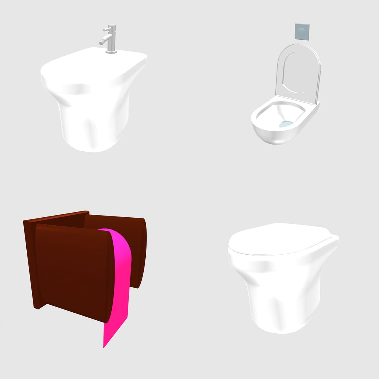 Set of toilets - Free 3d model on creazilla.com