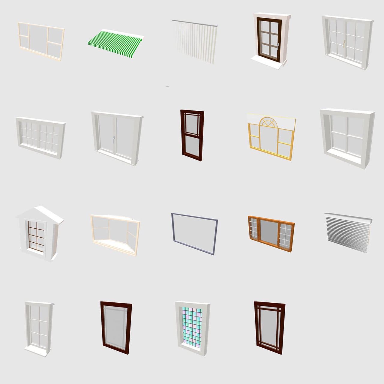 Set of windows - Free 3d model on creazilla.com